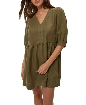 Michael Stars Brielle Linen Mini Dress - Caper