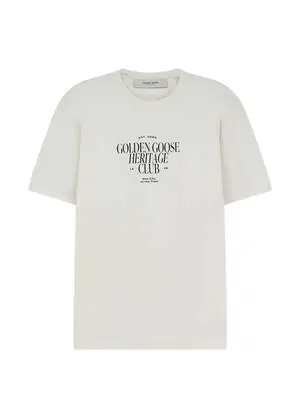 GOLDEN GOOSE Crewneck T-shirt With Front Graphic Print - Bianco