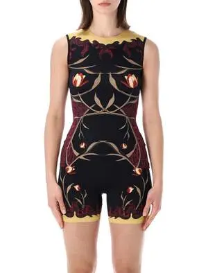 MARINE SERRE Sleeveless Stretch Jersey Top With Floral Print