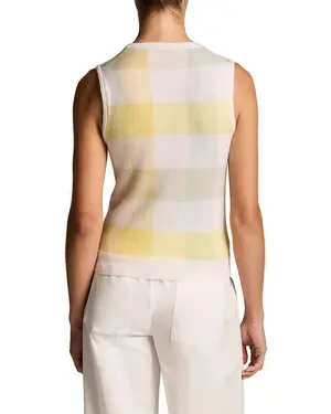 Vince Plaid Crewneck Shell Tank