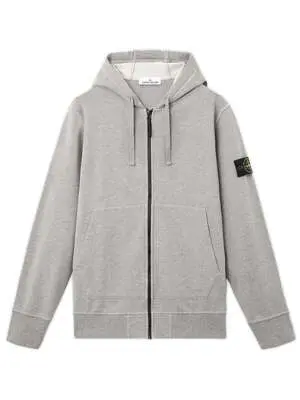 Stone Island 100% Cotton Zip-up Hoodie - Grigio