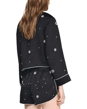 Sandro Sorellia Beaded Rhinestone Shorts