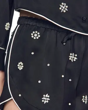 Sandro Sorellia Beaded Rhinestone Shorts