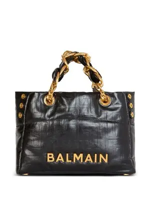 Balmain 1945 Small Leather Tote - Black