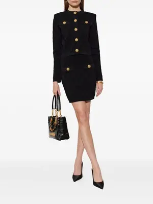 Balmain Quilted Mini Skirt With Button Detail