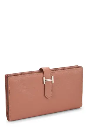 Hermès Rose Tea Chevre Bearn Soufflet Wallet