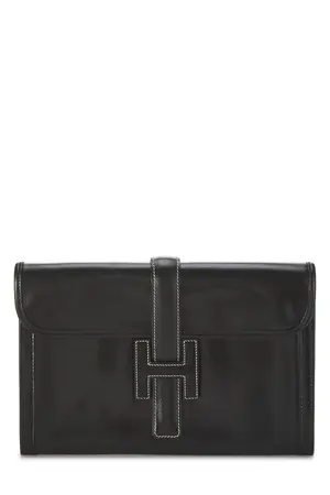 Hermès Jige Box Calf Clutch - Black