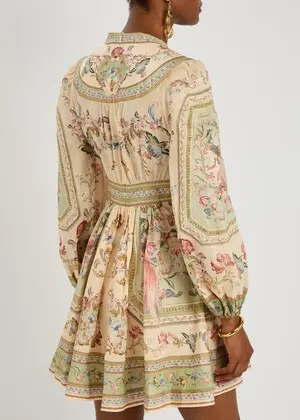 Zimmermann Roselight Printed Linen Mini Dress
