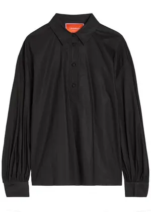 La DoubleJ Poet Cotton-poplin Shirt With Puff Sleeves And Dropped Shoulders