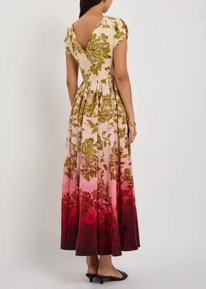 La DoubleJ Waldorf Printed Smocked Silk Midi Dress - Red