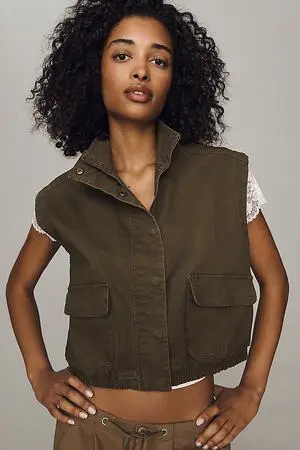 DOLAN Washed Twill High Neck Vest Jacket