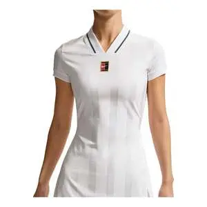 Nike Court Slam Dri-fit Dress With Vertical Stripes - White
