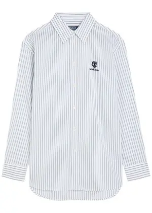 Polo Ralph Lauren Striped Embroidered Cotton Shirt - White