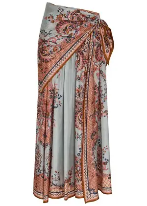 Zimmermann Aster Printed Silk Midi Skirt