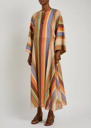 Zimmermann Solstice Striped Cotton Tunic Midi Dress