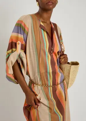 Zimmermann Solstice Striped Cotton Tunic Midi Dress