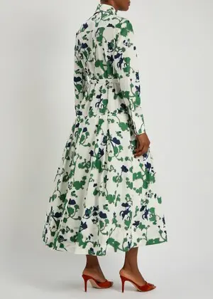 PATRICK MCDOWELL Printed Cotton And Silk-blend Midi Shirt Dress