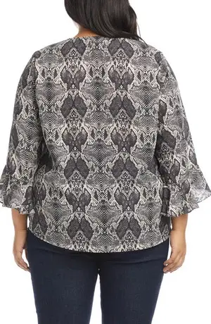 Karen Kane Snake Ruffle Chiffon Top