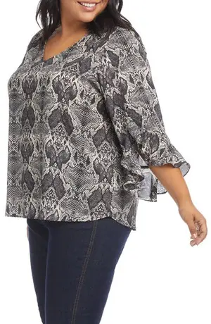 Karen Kane Snake Ruffle Chiffon Top