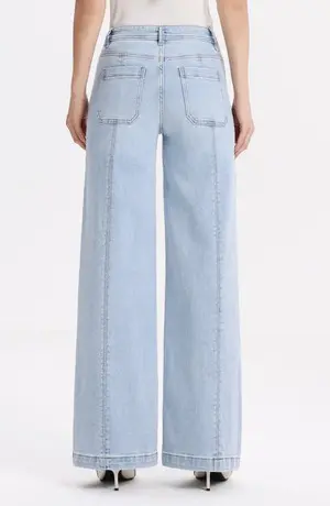 BAYEAS Patch Pocket Mid Rise Wide Leg Jeans