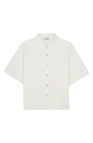 BRAIN DEAD Twisted Piping Embroidered Cotton Button-up Shirt - Natural