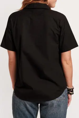 FRANCES VALENTINE Perfect Button Down Short Sleeve - Black