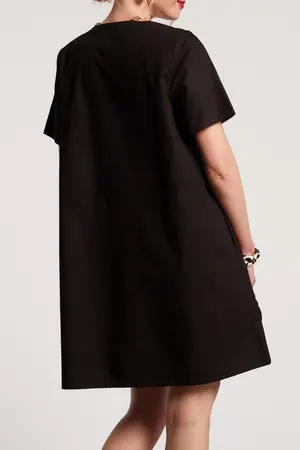FRANCES VALENTINE Origami Flower V-neck Short Sleeve Dress