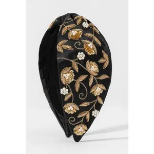 HAIR DRAMA CO Midnight Bloom Embellished Headband - Black