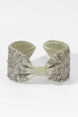 HAIR DRAMA CO. French Grey Embroidered Headband