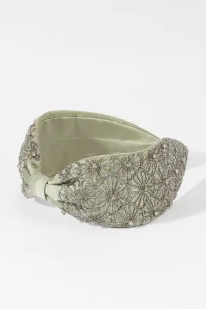 HAIR DRAMA CO. French Grey Embroidered Headband