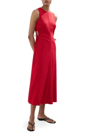 Mango Side Cutout Sleeveless Dress - Red