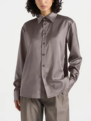 Manière De Voir Carter Oversized Satin Shirt - Taupe