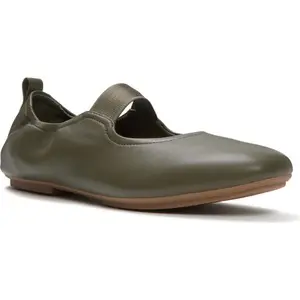 Fitflop Delicato Poise Leather Mary Jane Flats - Deep Olive