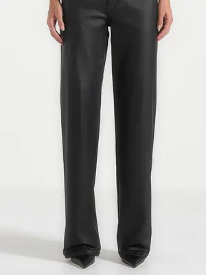 Manière De Voir Florence Wax Effect High Rise Straight Leg Jeans - Black