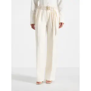 Manière De Voir Pascale Double Belt Wide Leg Trousers - Off White