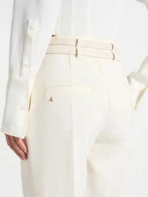 Manière De Voir Pascale Double Belt Wide Leg Trousers - Off White