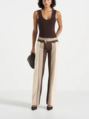 Manière De Voir Jacinda Colour Block Straight Leg Jeans - Brown