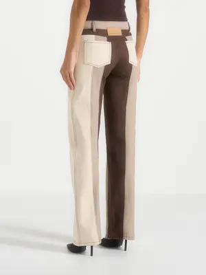 Manière De Voir Jacinda Colour Block Straight Leg Jeans - Brown