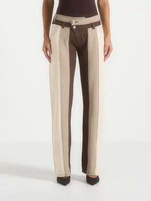 Manière De Voir Jacinda Colour Block Straight Leg Jeans - Brown