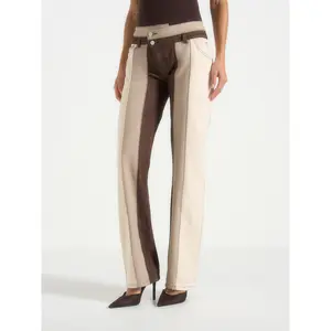 Manière De Voir Jacinda Color Block Straight Leg Jeans - Brown