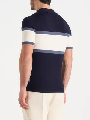 Manière De Voir Enzo Colour Block Polo - Navy