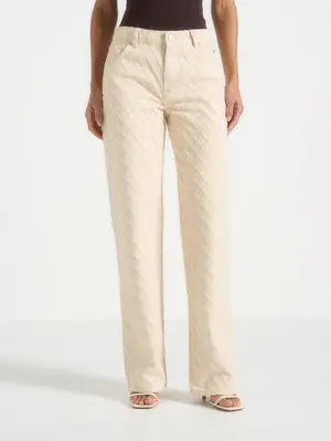 Manière De Voir Elyssa Diamond Stitch Straight Leg Jeans
