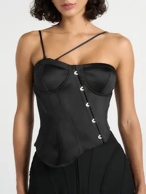 Manière De Voir Maniere De Voir Asymmetric Satin Corset Top