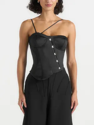 Manière De Voir Maniere De Voir Asymmetric Satin Corset Top