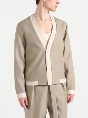 Manière De Voir Clovis Cardigan With Contrast Placket - Beige