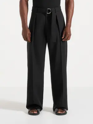 Manière De Voir Manière De Voir Loic Wide Leg Tailored Trousers With Belt Black