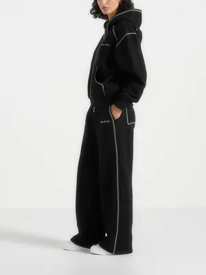 Manière De Voir Morgan Whipstitch Regular Joggers - Black