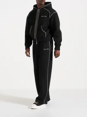 Manière De Voir Morgan Whipstitch Regular Joggers - Black