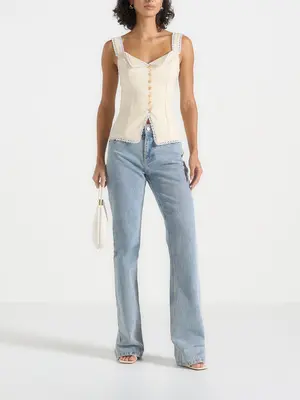 Manière De Voir Manier De Voir Linen Corset Top With Lace Trim