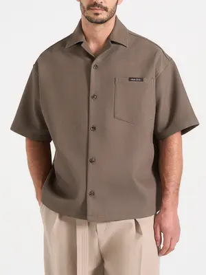 Manière De Voir Signature Twill Boxy Shirt - Olive